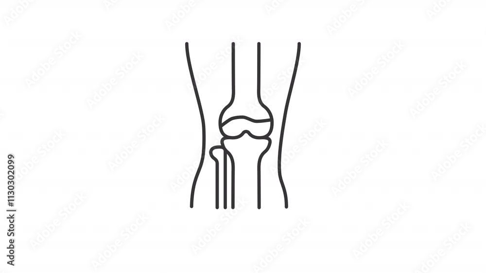 Joint line animation. Cartilage animated icon. Squeezing leg, extending ...