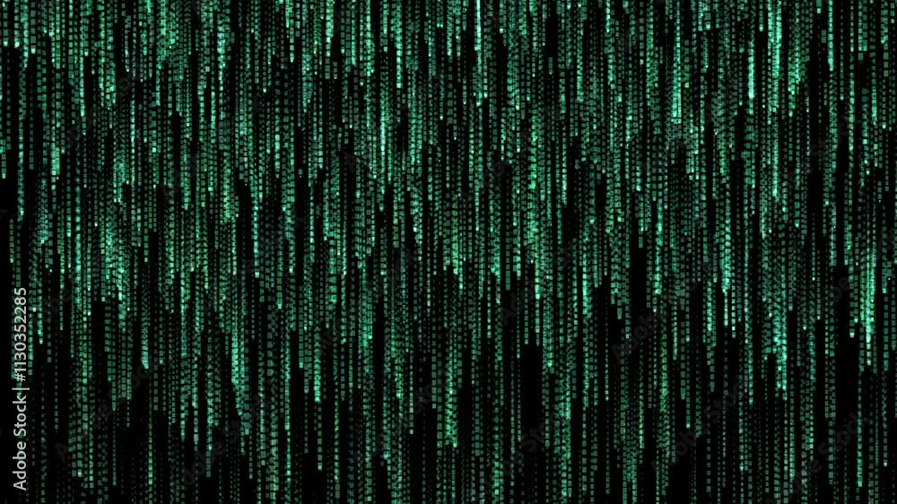 Matrix green background. Digital codes and algorithms on the monitor ...
