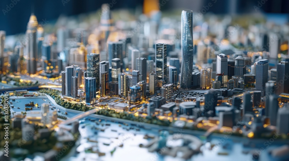 Urban development in action captivating city skyline model showcased ...