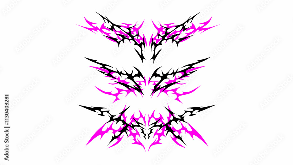 neo tribal sigil vector set, cyber gothic abstract symmetrical designs ...