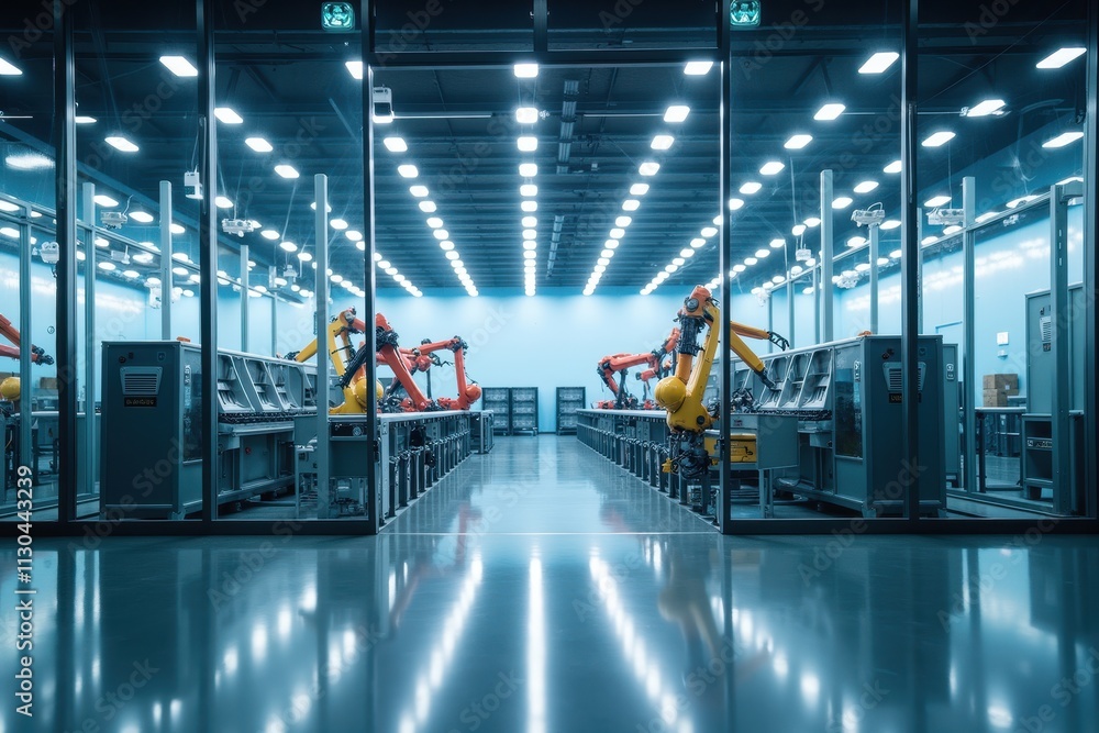 Industrial Robotics Showcase with Advanced Machinery in a High-Tech ...