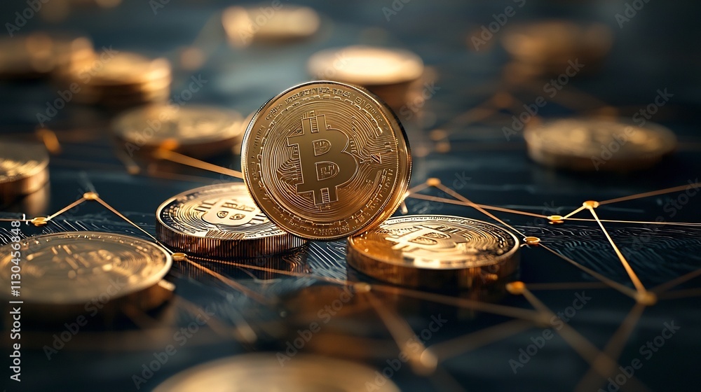 Cryptocurrency coins representing decentralized exchange DEX trading ...