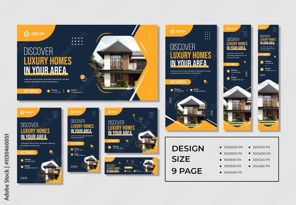 Construction Web Banner Ads Set Banner Stock Template | Adobe Stock