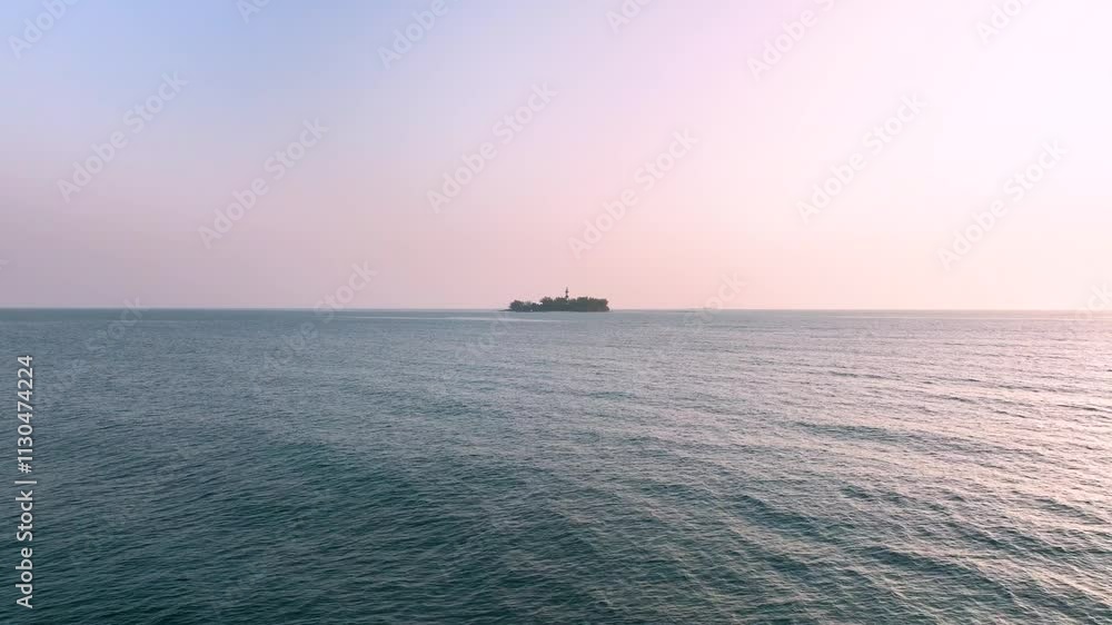 Cinematic aerial push-in video of the most famous island of the Gulf of ...