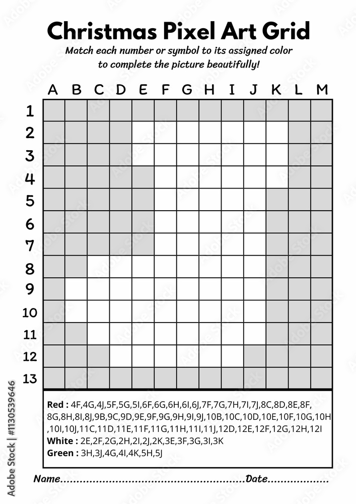 Christmas-themed pixel art grid coloring activities. Perfect for kids ...