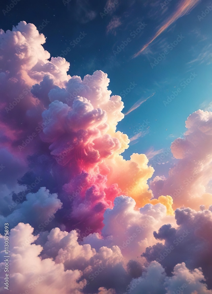 Cloudy sky with vibrant colors and textured surfaces created by ...