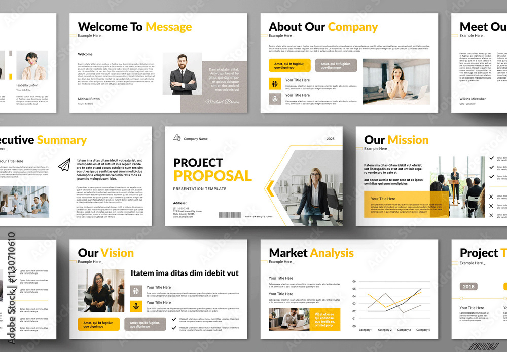 Project Proposal Presentation Template Layout Stock Template | Adobe Stock