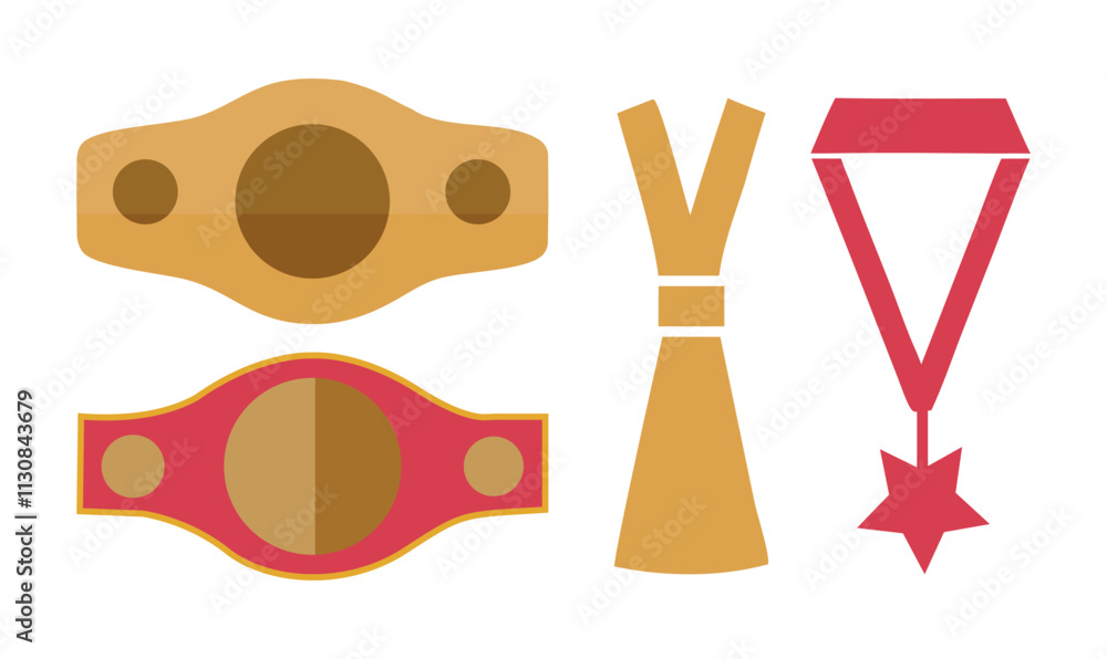 Boxing Award vector clip art Collection, Boxing Award Sport Isolated ...