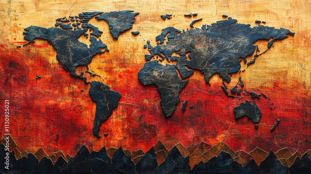 World economic recession global crisis financial downturn red graph ...