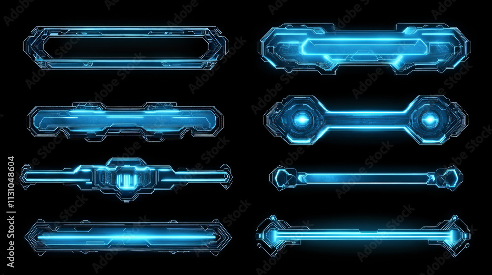 Hud frames set for computer game ui isolated on black background ...