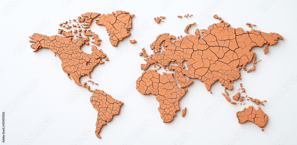 world map made of cracked clay, showcasing intricate details and ...