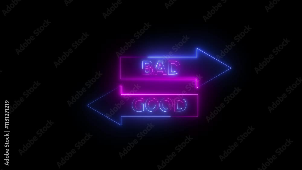 neon glowing arrow night neon arrow good and bad neon street direction ...
