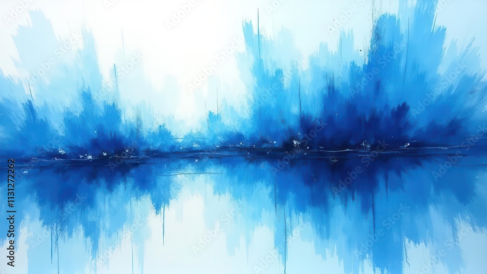 Frozen ripples. Luminous ripples in cyan waves dance over the smooth ...