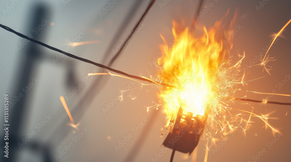 Photo & Art Print Sparks flying from catastrophic electrical fault ...