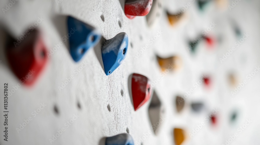 Poster A climbing wall with a focus on the handholds and texture ...