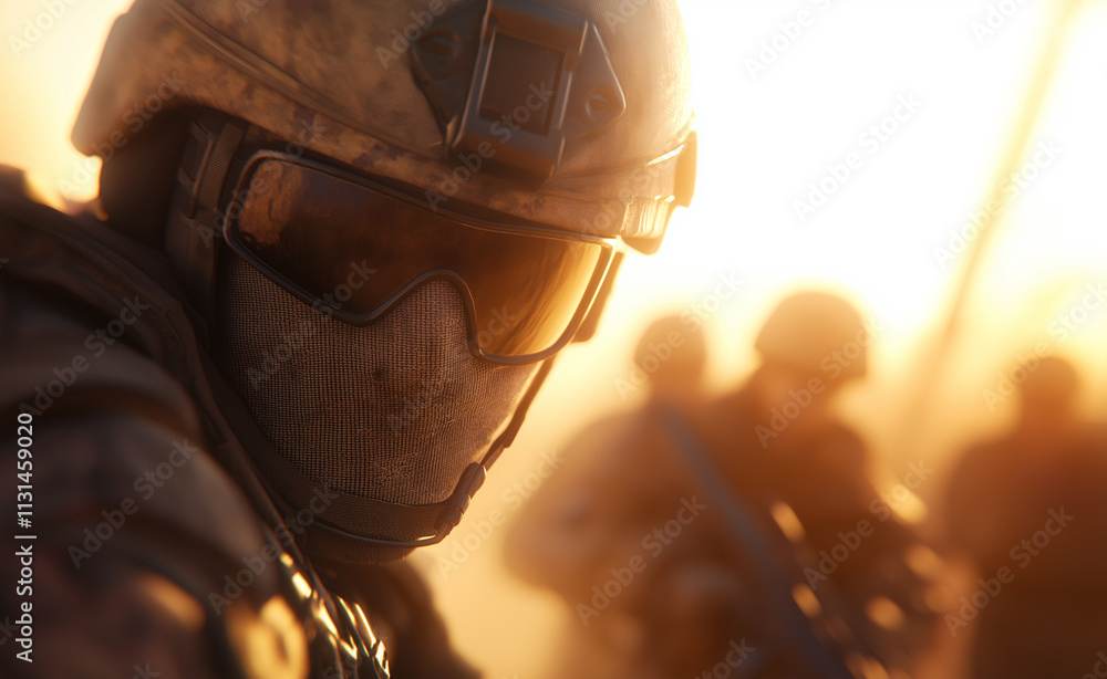 Tactical soldiers in action: Close-up of soldiers in full tactical gear ...