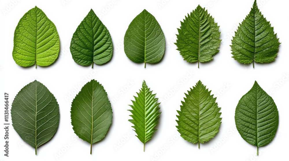 Green Leaf Collection: A collection of 12 green leaves, each with a ...