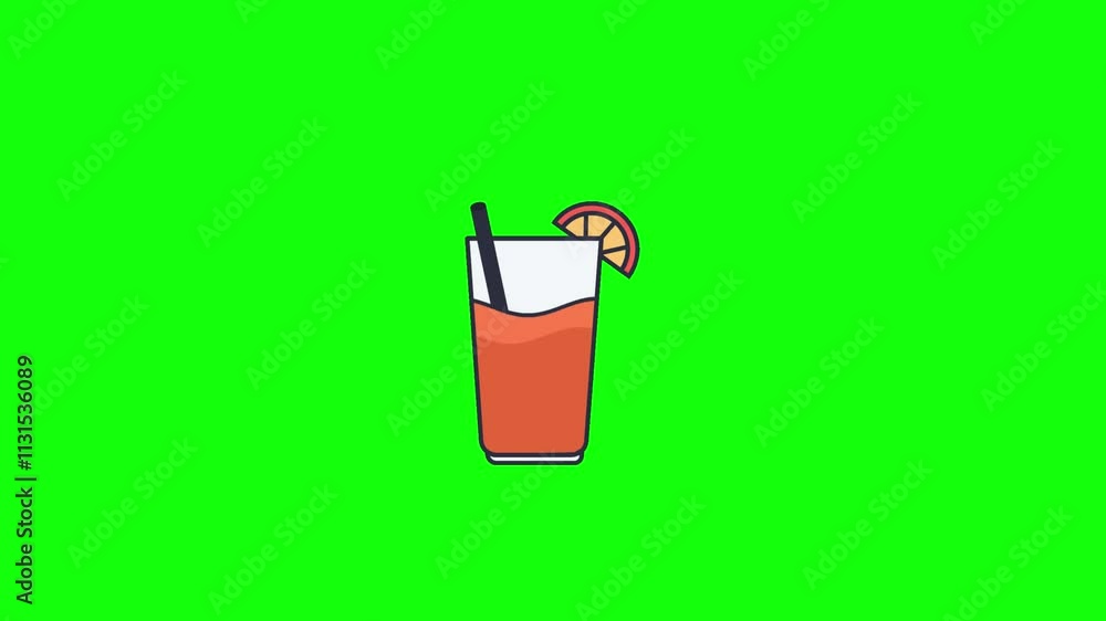 Orange juice animation. Glass of orange juice isolated on transparent ...