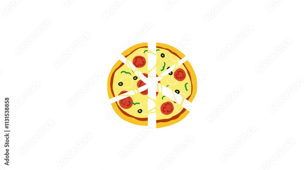 Pizza sliced animation isolated on transparent background. 4k animation ...