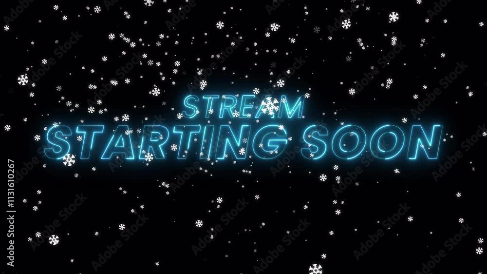Stream starting soon neon text animation with snow falling suitable for ...