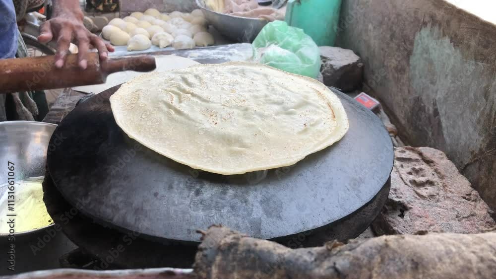 Traditional Pakistani hot flour Flatbread Iron Griddle in a Rustic ...