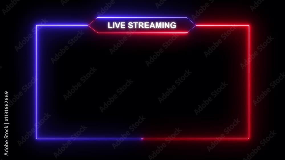 live streaming neon text frame animation box frame neon frame live ...