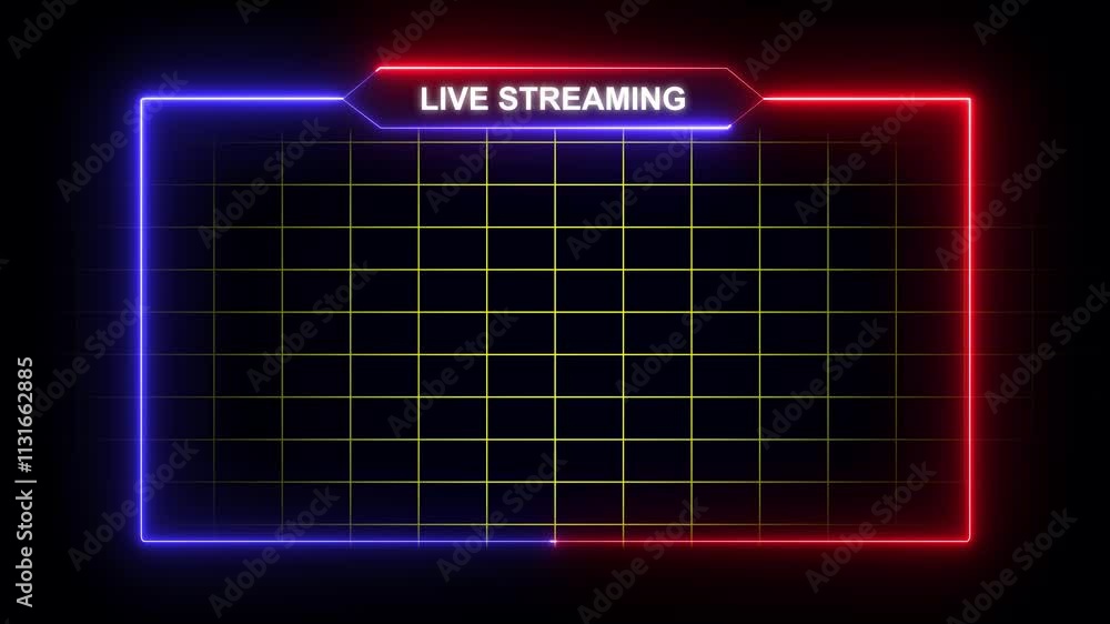 live streaming neon text frame animation box frame neon frame live ...