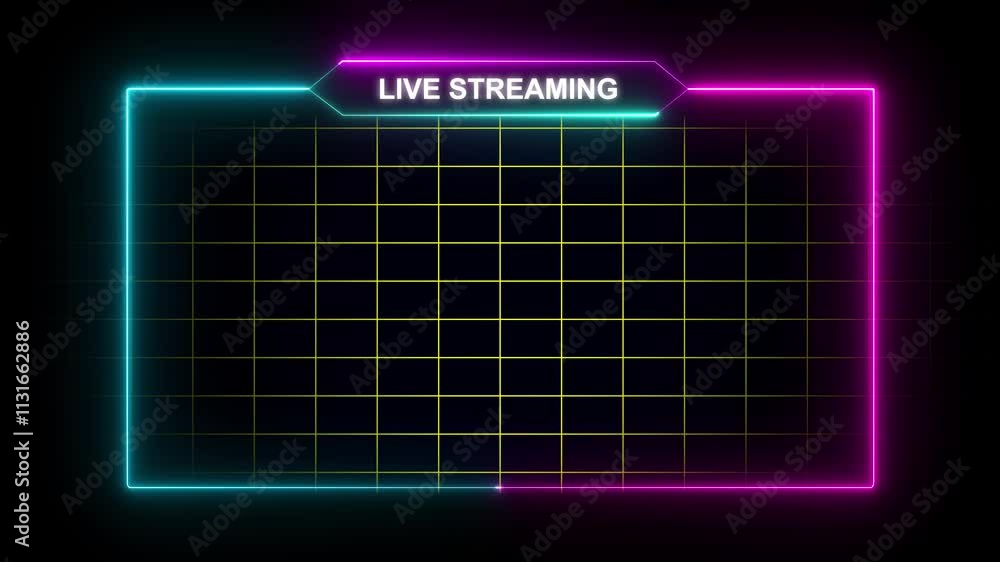 live streaming neon text frame animation box frame neon frame live ...