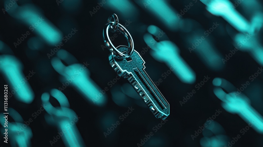 Floating visualization of encrypted digital keys in a technological ...