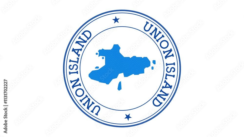 Union Island intro. Badge with the circular name and map. Union Island ...