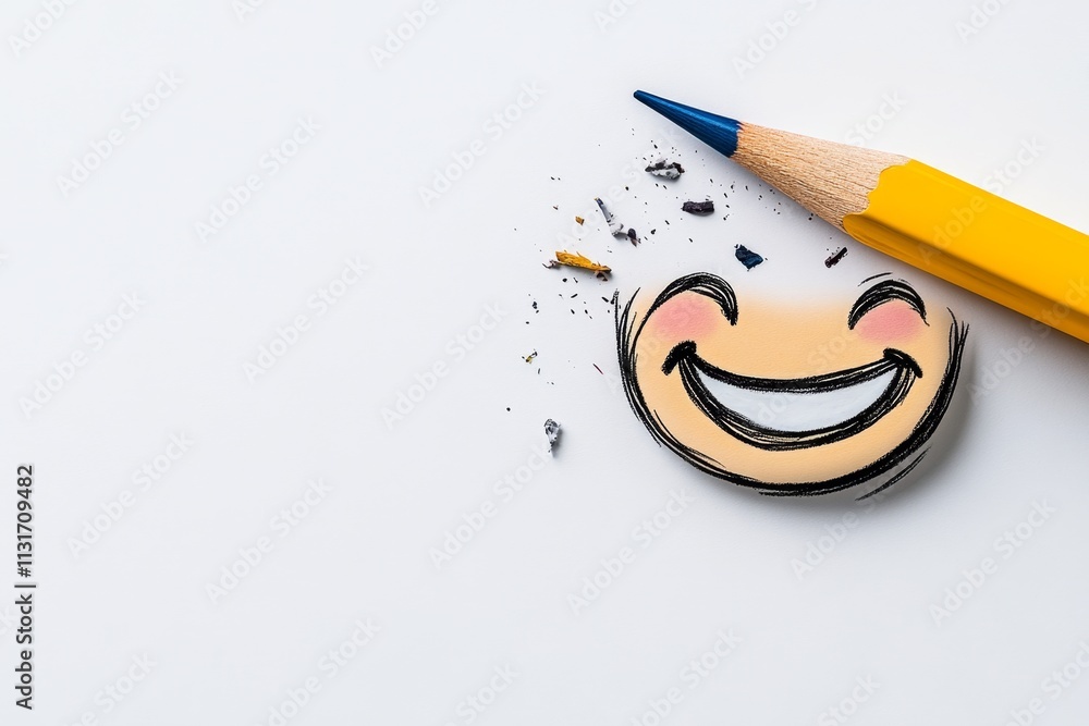 A playful 2D illustration of a colorful eraser erasing a doodle of a ...
