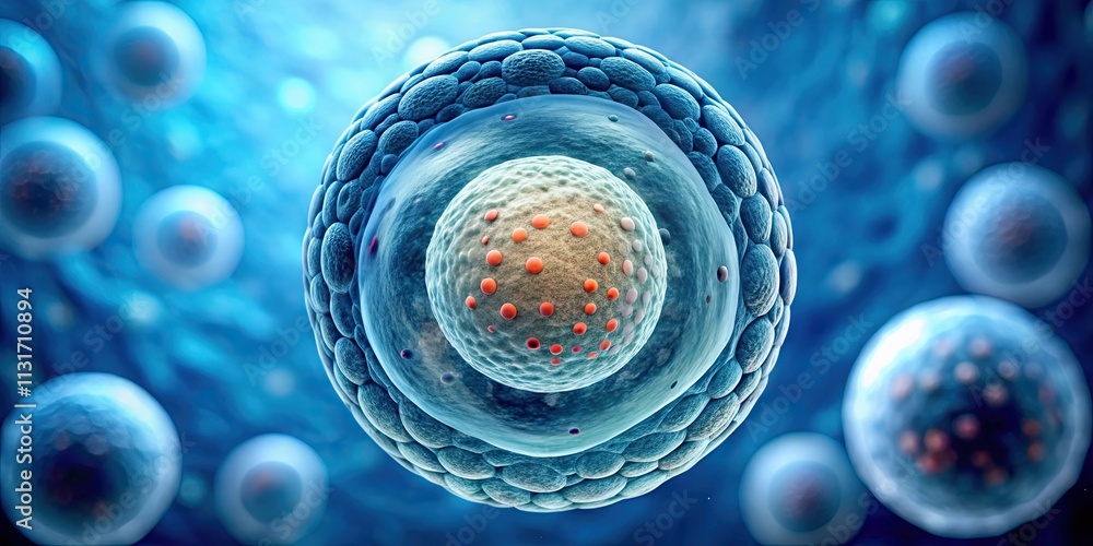 High magnification image of an egg cell with visible germinal vesicle ...