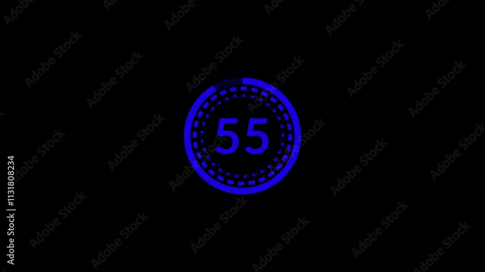 Animated 60 Seconds Countdown Timer with Digital Numbers and Circle ...