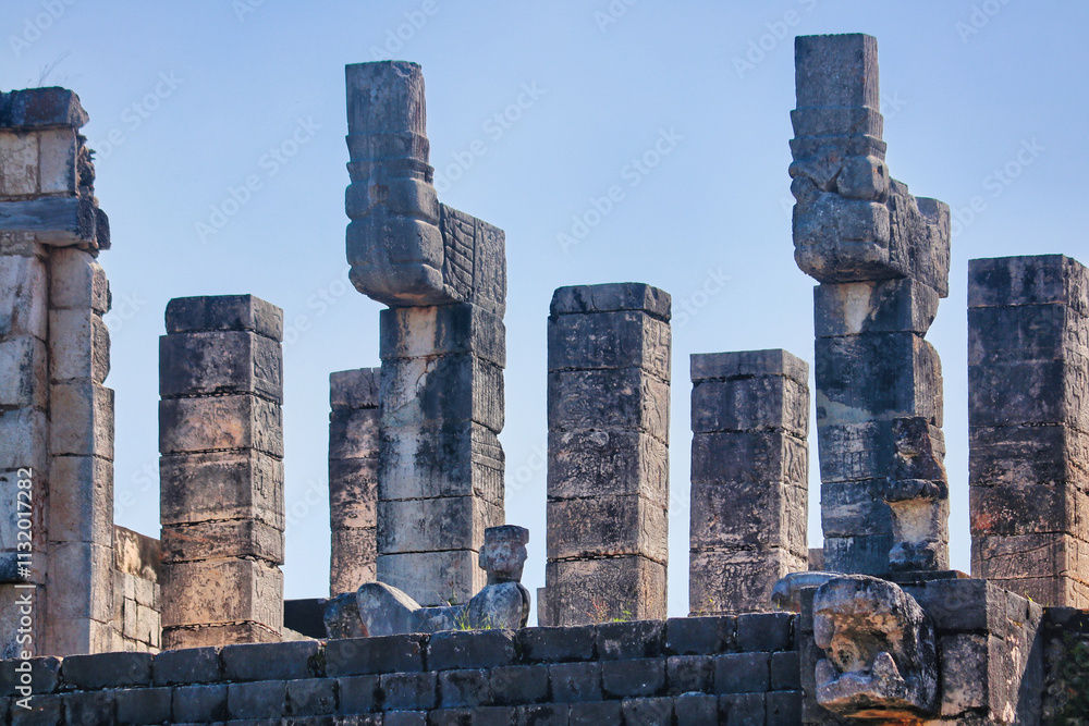 Close up of the Chac Mool statue, depicting the Mayan rain god,on top ...
