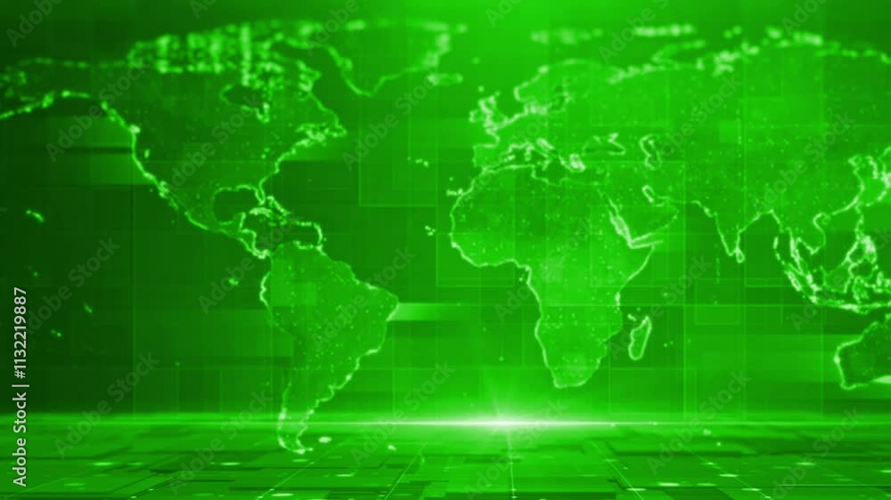 Global Green World Map Loop. This Animated World Map With Visual ...