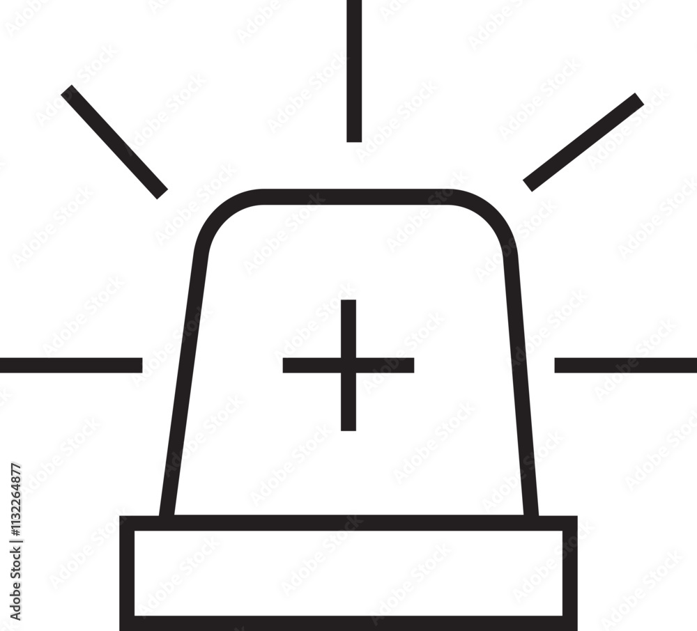 Emergency siren icon in black line style. Alert light bulb vector ...