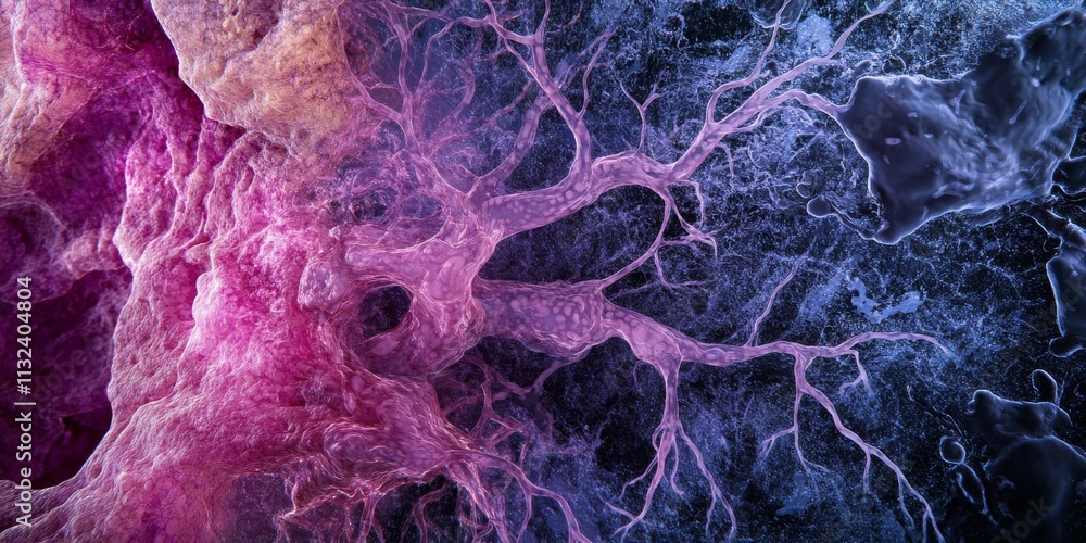 Light micrograph showcasing human brain tissue, highlighting the ...