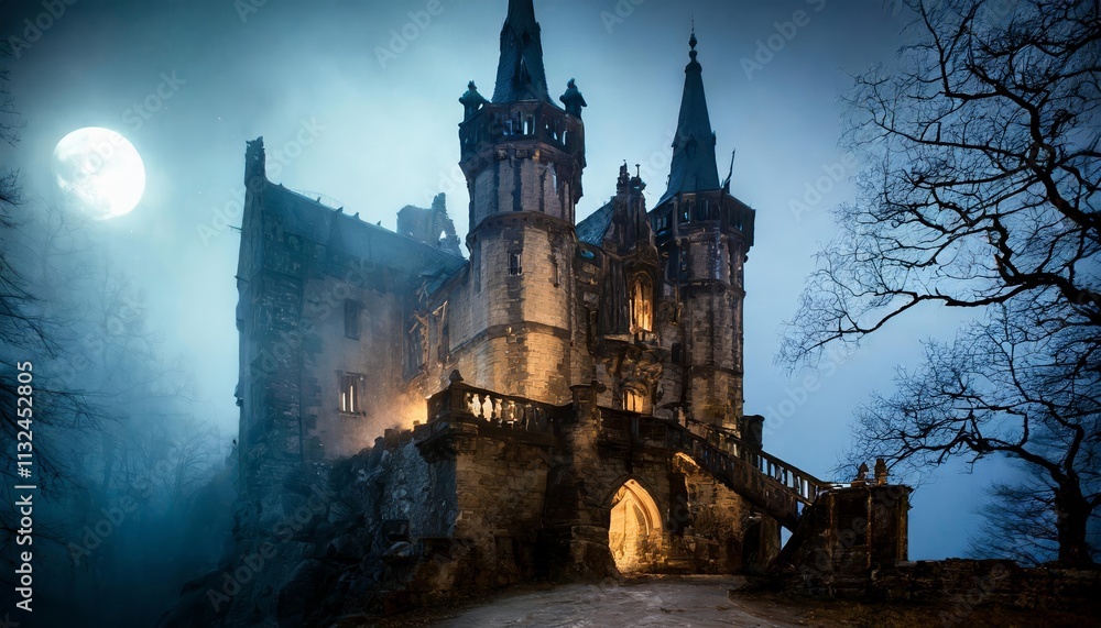 Spooky Old Gothic Castle A Hauntingly Beautiful Structure Surrounded by ...