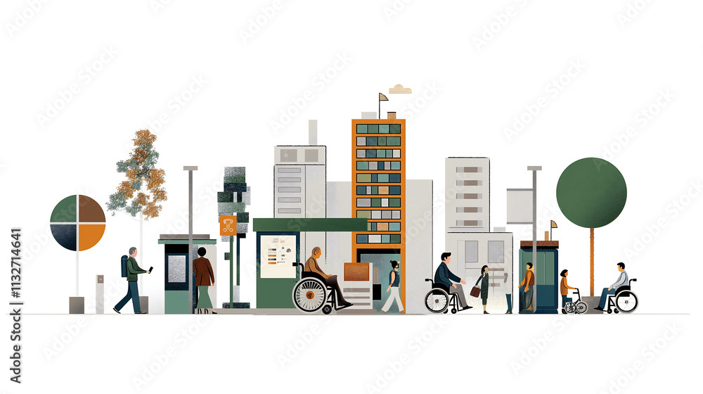 Wheelchair users navigate a thoughtfully designed city with adaptive ...