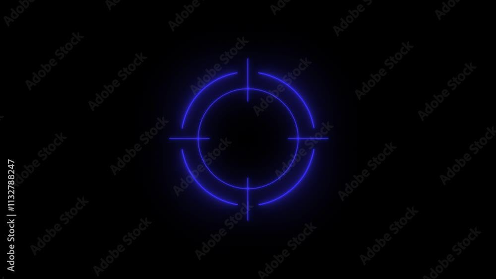 Neon target cross animation, rotation with color blink. Glowing neon ...