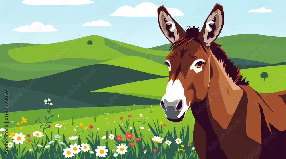 "Beautiful Donkey on Farm, Close-Up Animal Portrait with Ears Visible ...