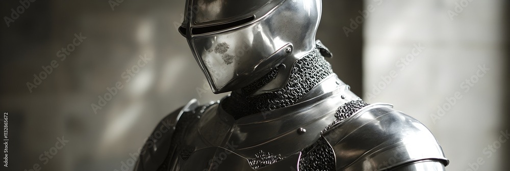 Illuminated Relic: A Majestic Suit of Armor Cast in Shadows and Light ...