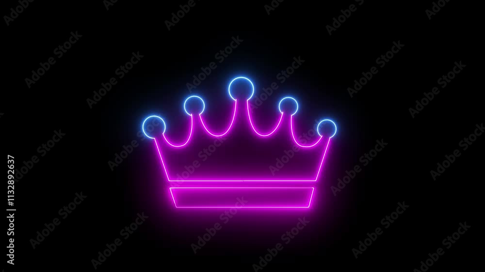 neon king queen crown animated king queen crown icon neon logo icon ...