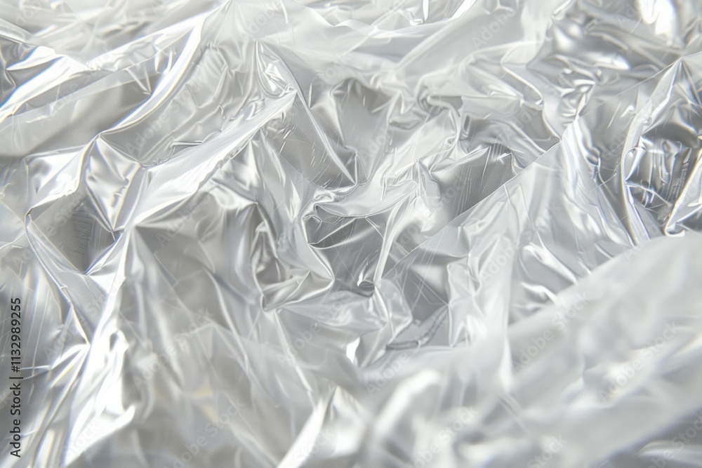 Image of Crumpled sheet of polythene plastic wrap. Texture for ...