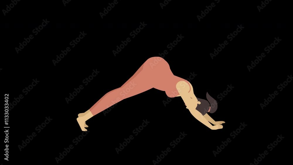Animated illustration of a white pregnant woman doing sun salutation ...