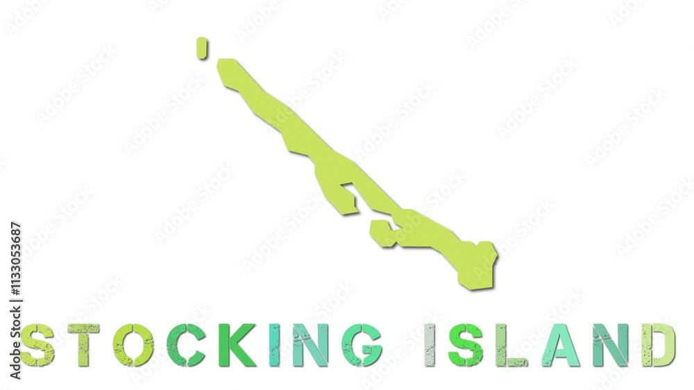 Stocking Island map with paper regions. Animated island map growing ...