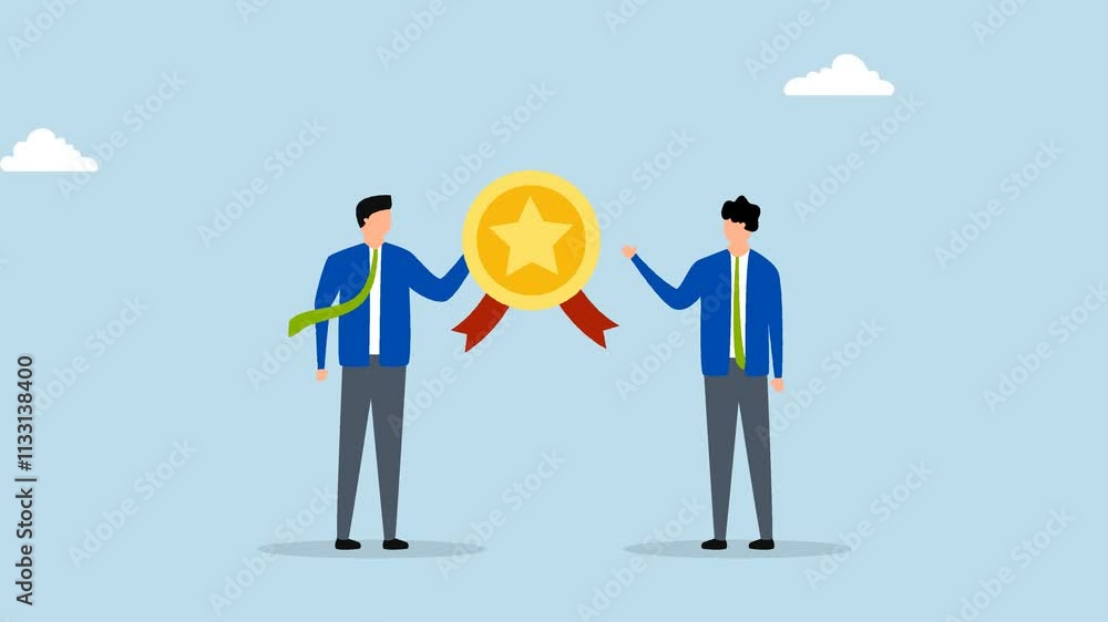 Employee award recognition, 4k animation of entrepreneur manager ...