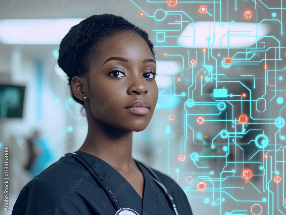 A modern representation of healthcare professionals integrated with ...