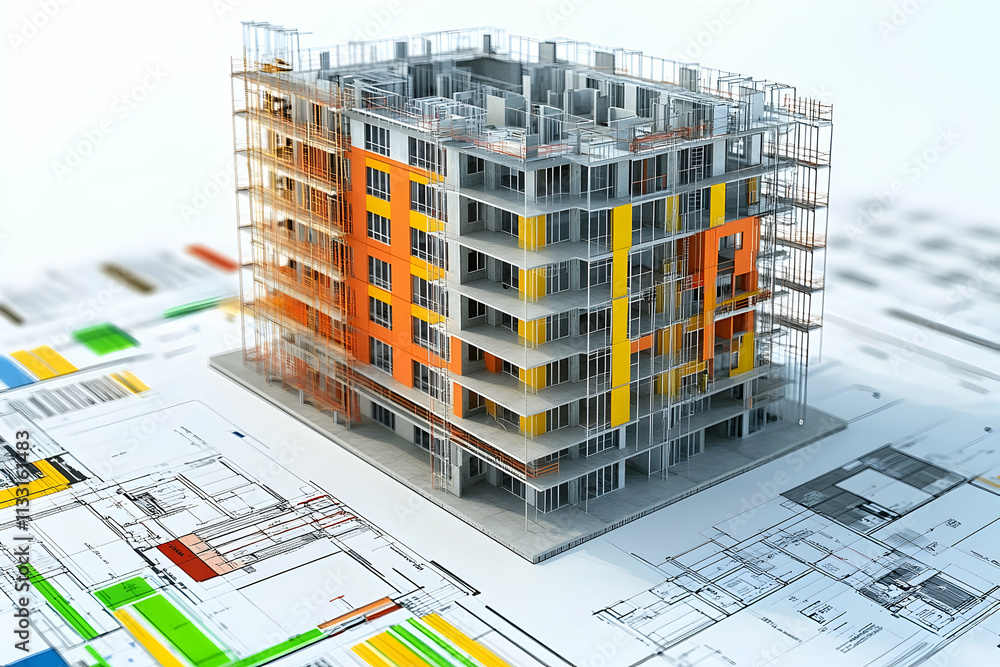 Apartment Building Under Construction, Architectural Design ...
