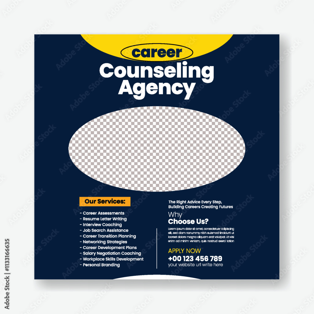 Editable social media post banner ads template for Jobs Career Fair and ...
